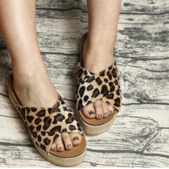 S. the Widow | Shoes | Leopard Print Platform Slides | Poshmark
